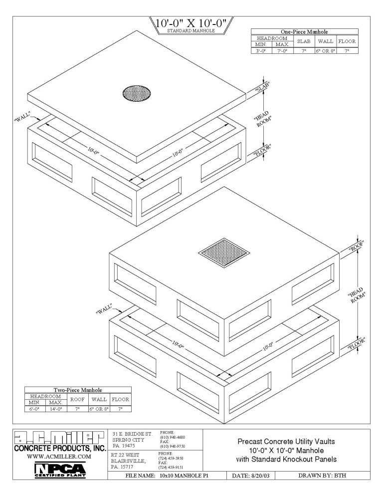 10'-0" x 10'-0" Vault - AC Miller Precast Concrete Products